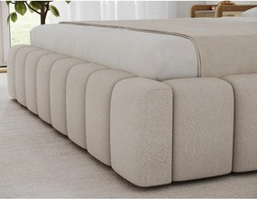 Béžová čalouněná dvoulůžková postel s úložným prostorem s roštem 160x200 cm Lamica – ELTAP