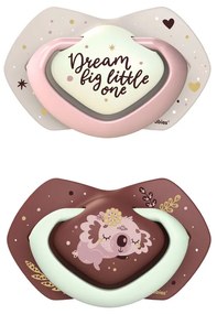 Canpol babies Set symetrických silikonových dudlíků Light touch 18m+ SLEEPY KOALA růžový
