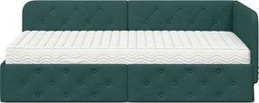 Rohový rám postele Tmavě zelená 90 x 190 cm textil 3394041