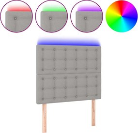 Čelo postele s LED světle šedé 100x5x118/128 cm textil 3122848