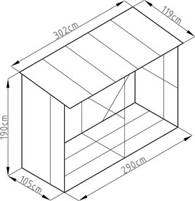 Přístřešek na dřevo G21 WOH 682 - 302 x 119 cm, antracitový