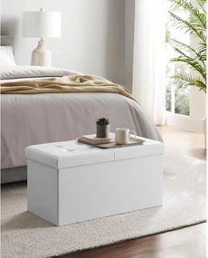 Puf, skládací úložná lavice otoman 80L, 76x38x38 cm, bílý