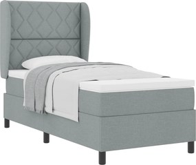Postel s boxspringem s čelo Světle šedá 100 x 200 cm textil 3340613