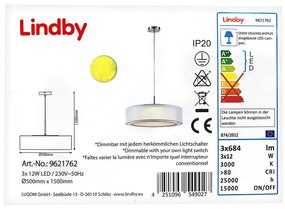 Lindby Lindby - LED Stmívatelný lustr na lanku AMON 3xLED/12W/230V LW0017