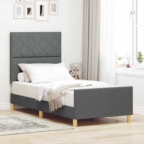 Rám postele s čelo Tmavě šedá 90 x 190 cm textil 3344768