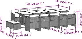 15dílný zahradní jídelní set s poduškami šedý polyratan 3210638