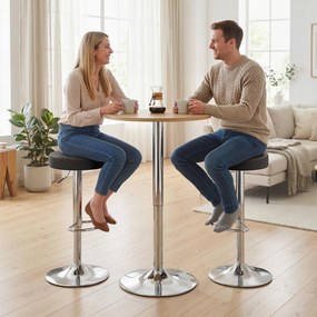 HOMCOM set 2 barových židlí z PU kůže, otočné, výškově nastavitelné pro kuchyni, černé