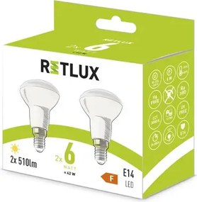 RETLUX REL 38 LED R50 2x6W E14 / 510 lm / 3000K - teplá bílá / 2ks