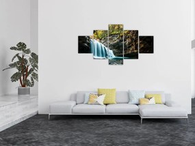 Obraz lesního vodopádu (125x70 cm)