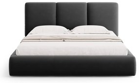 Tmavě šedá sametová čalouněná dvoulůžková postel s úložným prostorem s roštem 140x200 cm Brody – Mazzini Beds