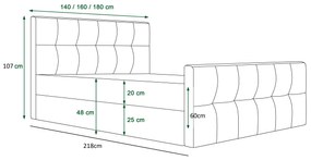 Manželská postel Boxspring 160 cm Macheta Comfort (světlomodrá) (s matrací a úložným prostorem). 1056148