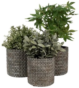 Kameninový květináč v designu pletiva S – 11 x 12 cm