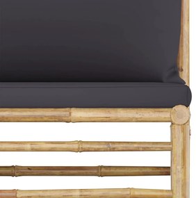 vidaXL 3dílná zahradní sedací souprava s tmavě šedými poduškami bambus