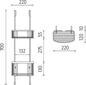 Nimco Závěsná police dvoupatrová černá - TRC 02-90