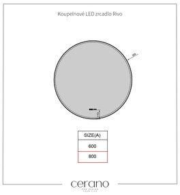 CERANO - Koupelnové LED zrcadlo Rivo, kovový rám - černá matná - Ø 80 cm