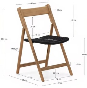 OnaDnes -20% Dřevěná zahradní skládací židle Kave Home Dandara s černým výpletem