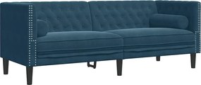2dílná sedací souprava Chesterfield s podhlavníky modrá samet 3209299