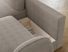 Rohová sedací souprava Tesalia s funkcí spaní a úložným prostorem, šedý velur, levostranná