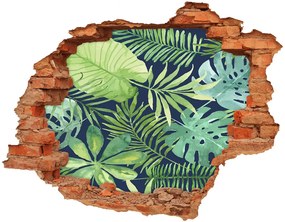 Wallmuralia Nálepka 3D díra na zeď Tropické listí 90x70 cm