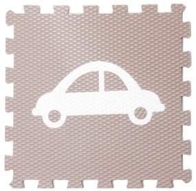 Vylen Pěnové podlahové puzzle Minideckfloor s autem Bilý s hnědým autem 340 x 340 mm
