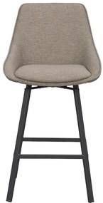 Tmavě béžová otočná barová židle Alison s černými kovovými nohami