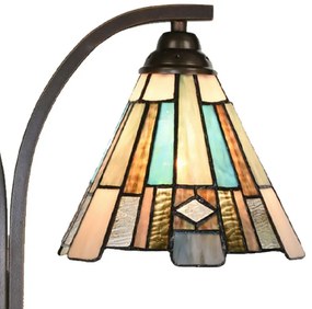 Modro-béžová stolní lampa Tiffany na 2 žárovky Bart – 48x19x57 cm