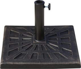 Outsunny Podstavec pro Slunečník 15 kg, Čtvercový Držák Slunečníku, Váha pro Slunečník s Průměrem Tyče 38mm, pro Balkón, Terasu, Zahradu, Bronz | Aoso