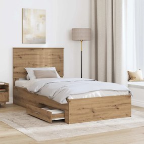 Rám postele s čelo Artisanový dub 100 x 200 cm Kompozitní dřevo 3411349