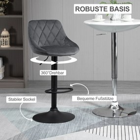 HOMCOM Sada 2 Barových Židlí s Nastavitelnou Výškou, Kovová Základna a Umělá Kůže, Moderní Otočné Barové Židle s Opěrkou a Opěrkou Nohou 46x48x83-104…