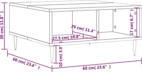 vidaXL Konferenční stolek 60 x 60 x 30 cm kompozitní dřevo [827031] Barva: šedá sonoma