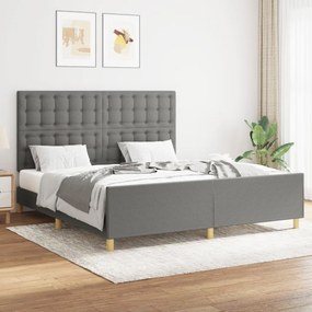 Rám postele bez matrace tmavě šedý 160 x 200 cm textil 3125390