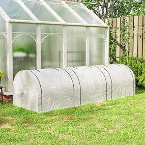 Outsunny mini skleníkový tunel pro rajčata 3 × 1 × 0,80 m, práškově lakovaný ocelový rám, vysokohustotní PE 140 g/m², odolný proti UV, 3 rolovací zip…