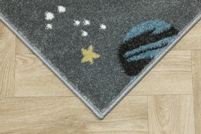 Metrážový koberec Lima C276A rakety / vesmír, šedý / krémový