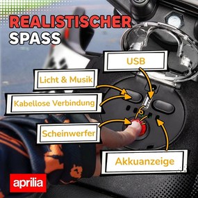 Dětská elektrická motorka AIYAPLAY křížový motocykl pod licencí Aprilia se 2 motory 12V, max. rychlost 6 km/h, tréninková kolečka, pružinové odpružen…