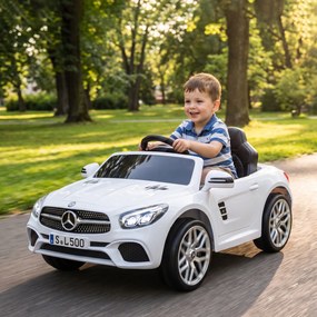 AIYAPLAY elektrické auto pro děti Mercedes-Benz SL500 12V s dálkovým ovládáním 2,4G, 2 motory, odpružení, jemný start, bílé