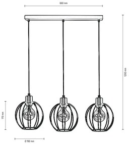 Spot-Light DO15659304 - Lustr na lanku BERIS 3xE27/60W/230V