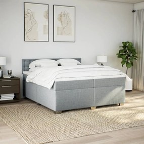 Box spring postel s matrací světle šedá 200 x 200 cm textil 3286009