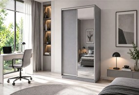 Skříň s posuvnými dveřmi 1200x2400x600 1LTD 1 Zrcadlo myší šedá, profil stříbrný