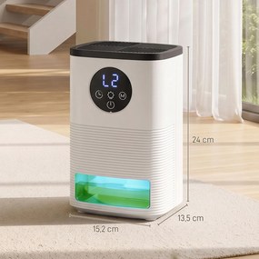 HOMCOM tichý mini odvlhčovač 1,4 l s RGB světlem, bílý
