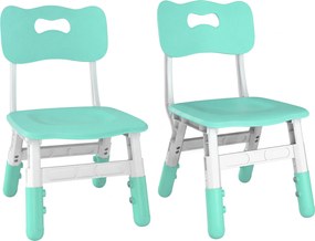 AIYAPLAY dětská židle k psacímu stolu, 2kusová sada, výškově nastavitelná 26-30 cm, ergonomické opěradlo, bez područek pro 1,5–8 let, zelená