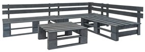 vidaXL 4dílná zahradní sedací souprava z palet dřevo šedá
