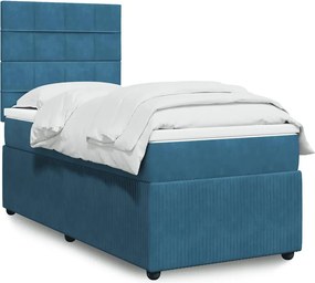 Box spring postel s matrací tmavě modrá 100x200 cm samet 3292266