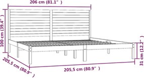 Rám postele bílý masivní dřevo 200 x 200 cm 3104629