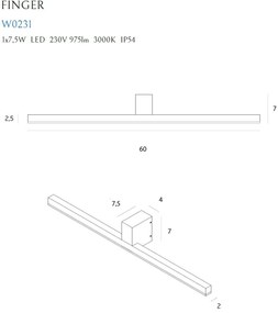 Maxlight W0231 FINGER Nástěnné svítidlo  IP54, 60 cm, černé