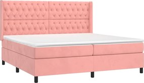 Box spring postel s matrací růžová 200x200 cm samet 3132884