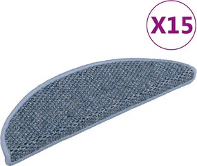Samolepící nášlapy na schody vzhled sisal 15 ks 56x17x3cm modré 326862