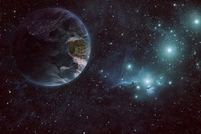 Tapeta vesmír a zeměkoule - 375x250 cm