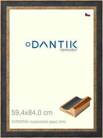 DANTIK rámeček 59,4x84 | ZVRATNÁ modrozlatá plast (Plexi Čiré)
