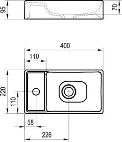 Ravak VEDA Slim 400 40 x 22 cm XJX01240000 Umývátko