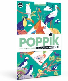 POPPIK XXL vzdělávací samolepkový plakát Ptáci 6+
